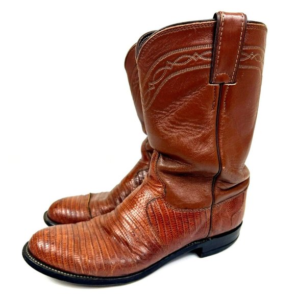 Justin Boots | Shoes | Justin 313 Mens 8 D Cognac Lizard Leather Pull ...